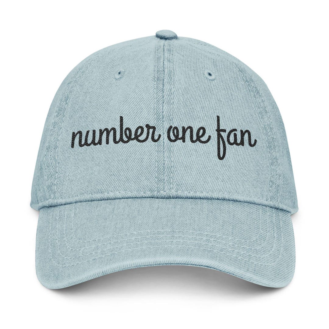 Denim Hat - Number One Fan Embroidered Cap, Trendy Dad Hat, Casual Wear ...