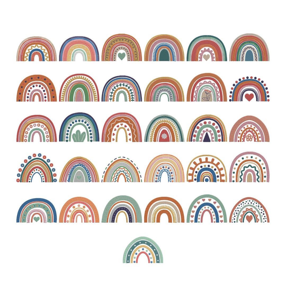 Rainbow Set Machine Embroidery Designs Set of 31, Instant Download ...