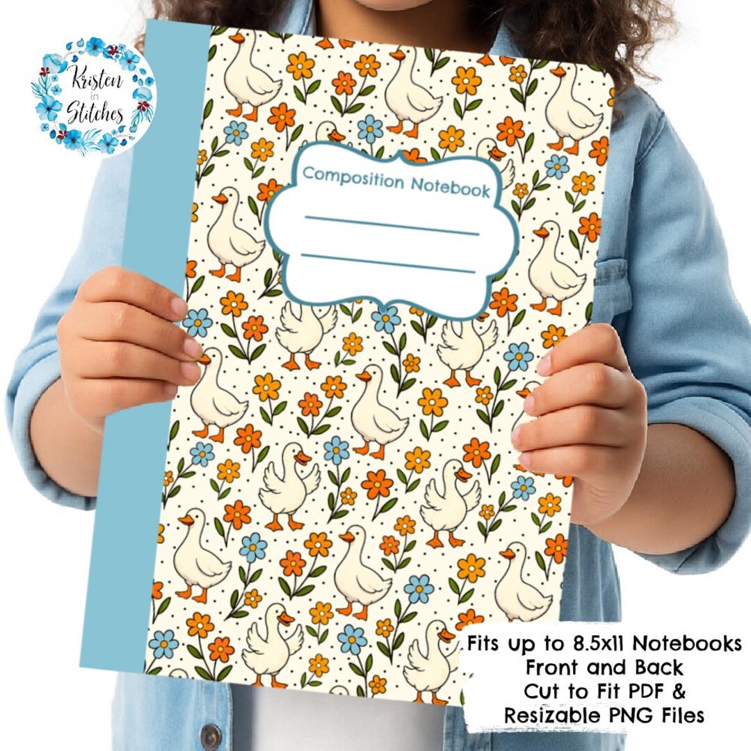 Printable Composition Notebook Cover, Silly Goose Flowers, Fits Any ...