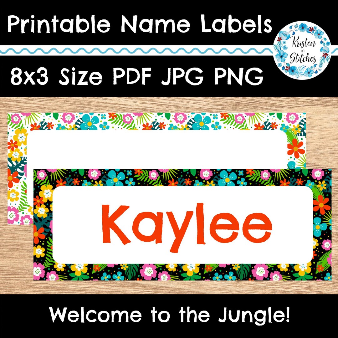 Welcome to the Jungle Printable Labels, Student Name Tags, Desk ...