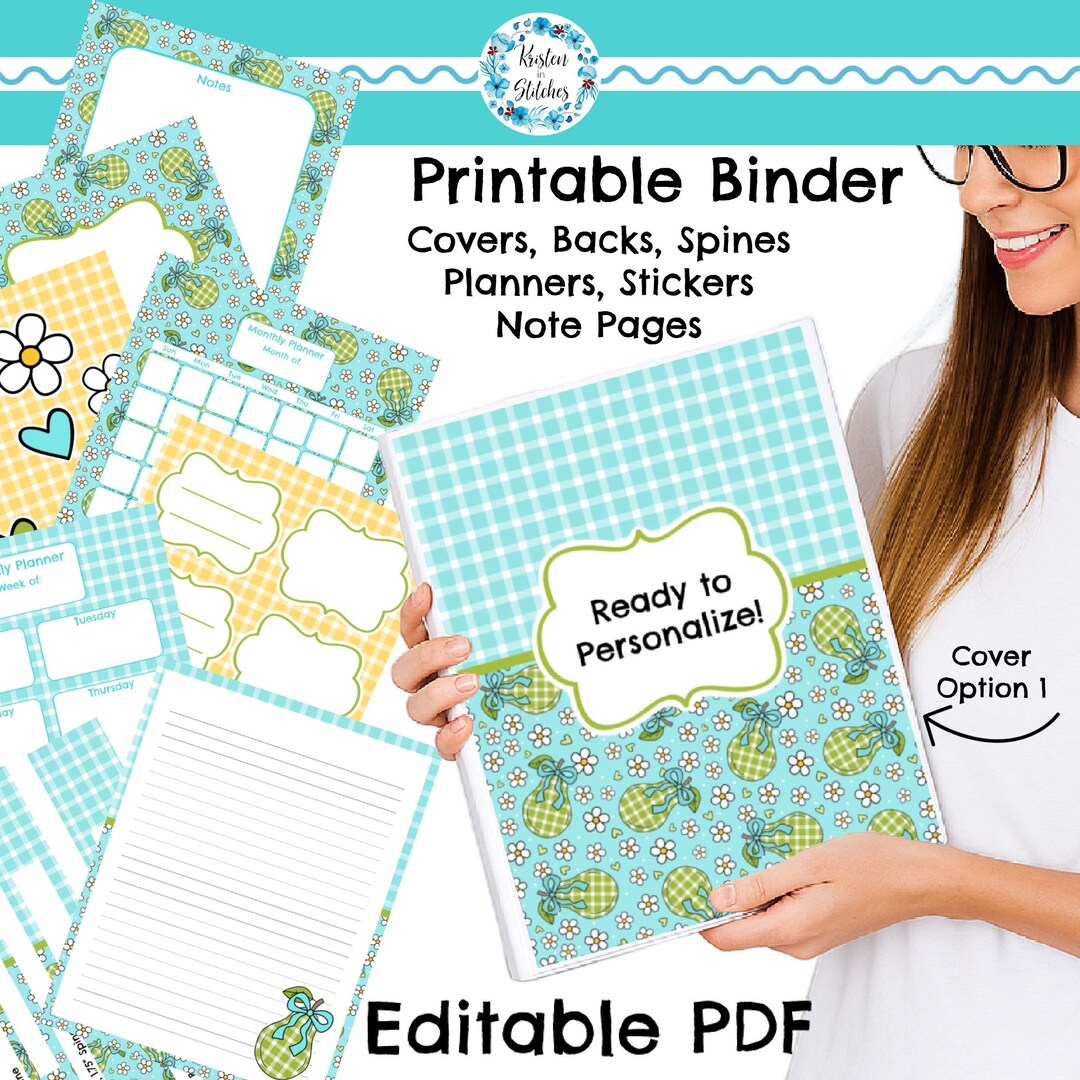 Printable Binder Cover 20 Page Planner Set, Editable Inserts, Stickers ...
