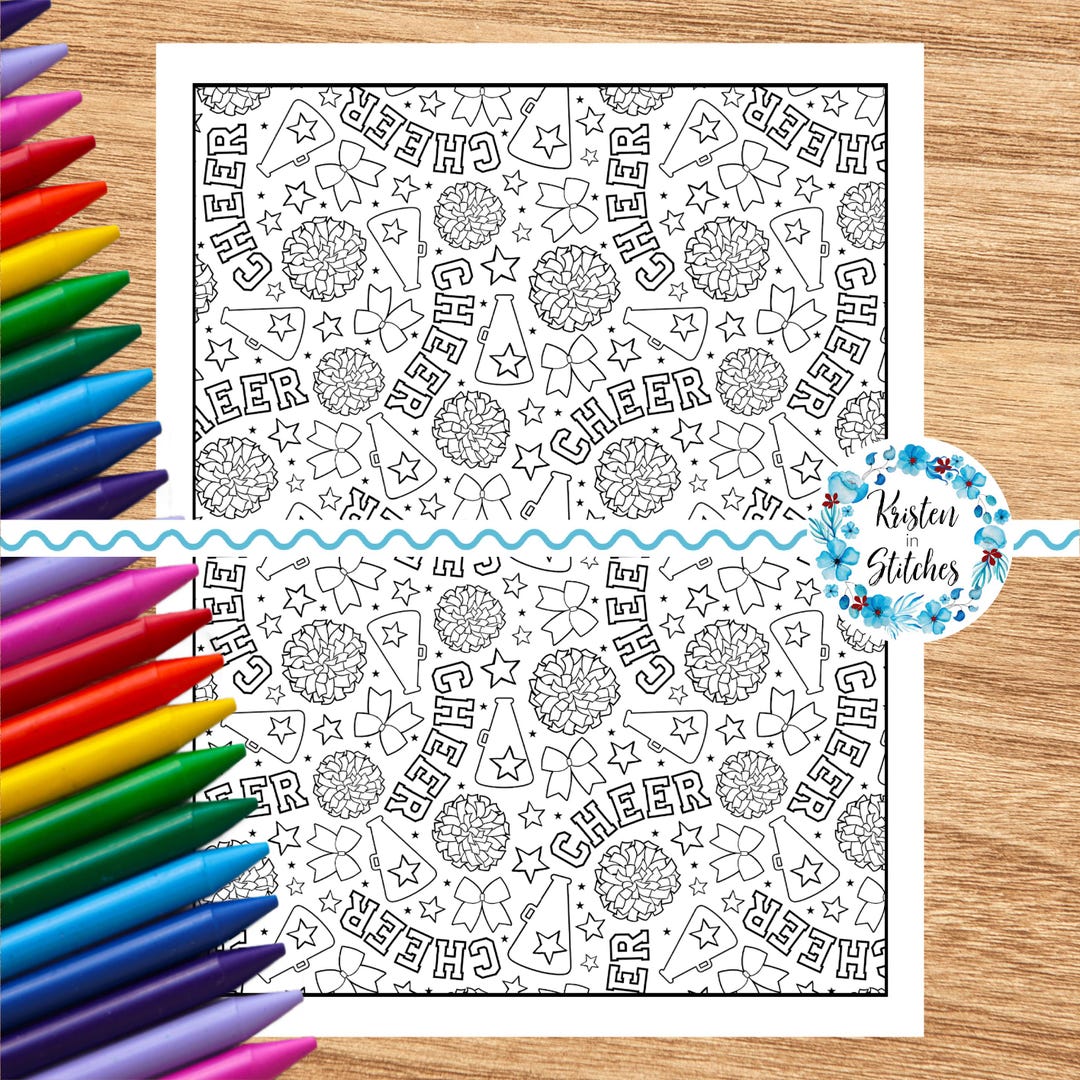 Cheerleader Coloring Page Printable 8.5x11 Instant Download PDF & PNG ...