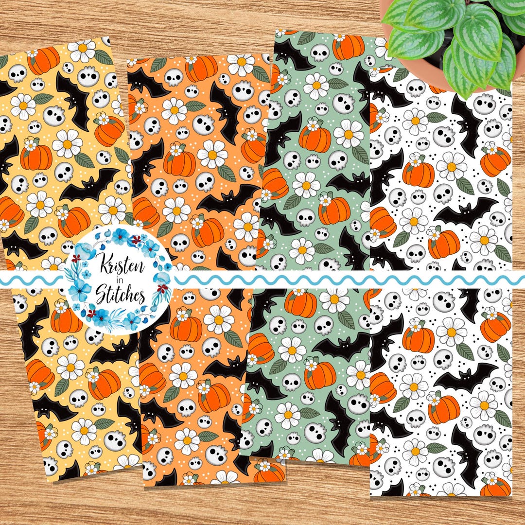 Printable Bookmark Set 4, Halloween Pumpkins, Digital Instant Download ...