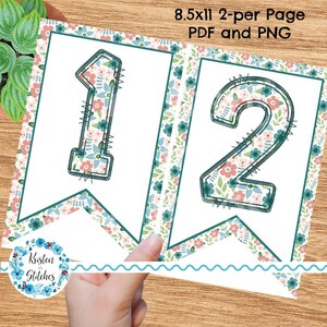 Printable Alphabet Banner Set, Letters A-Z Numbers 0-9, Wildflower ...