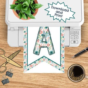 Printable Alphabet Banner Set, Letters A-Z Numbers 0-9, Wildflower ...