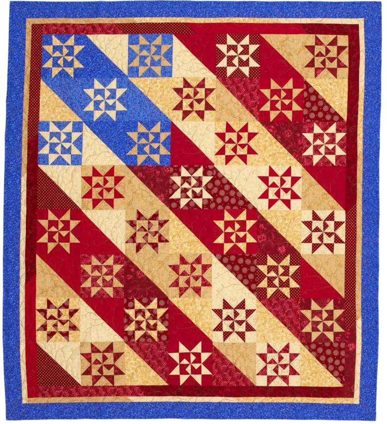 Flying Liberty Stars Quilt Pattern PDF, Patriotic Americana Anniversary ...