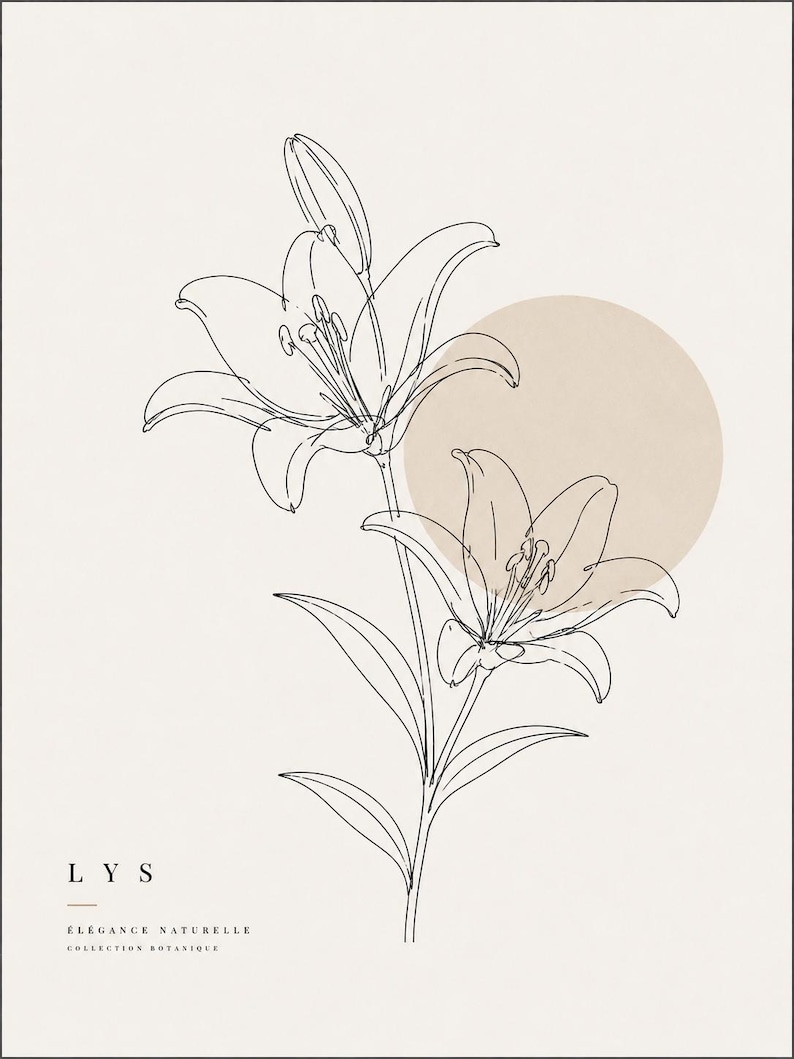 Minimalist Line Art Lily Poster – Downloadable Floral Poster – Modern ...