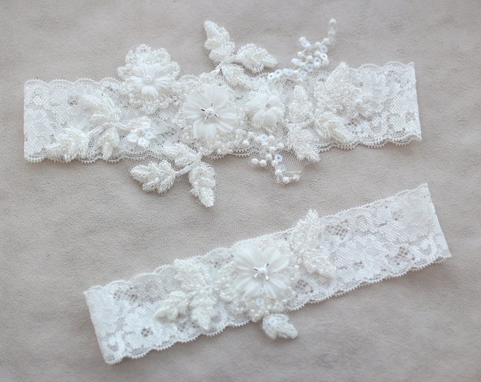 Salewedding Garter Set, Bridal Garter Set, Vintage Wedding, Ivory Lace ...