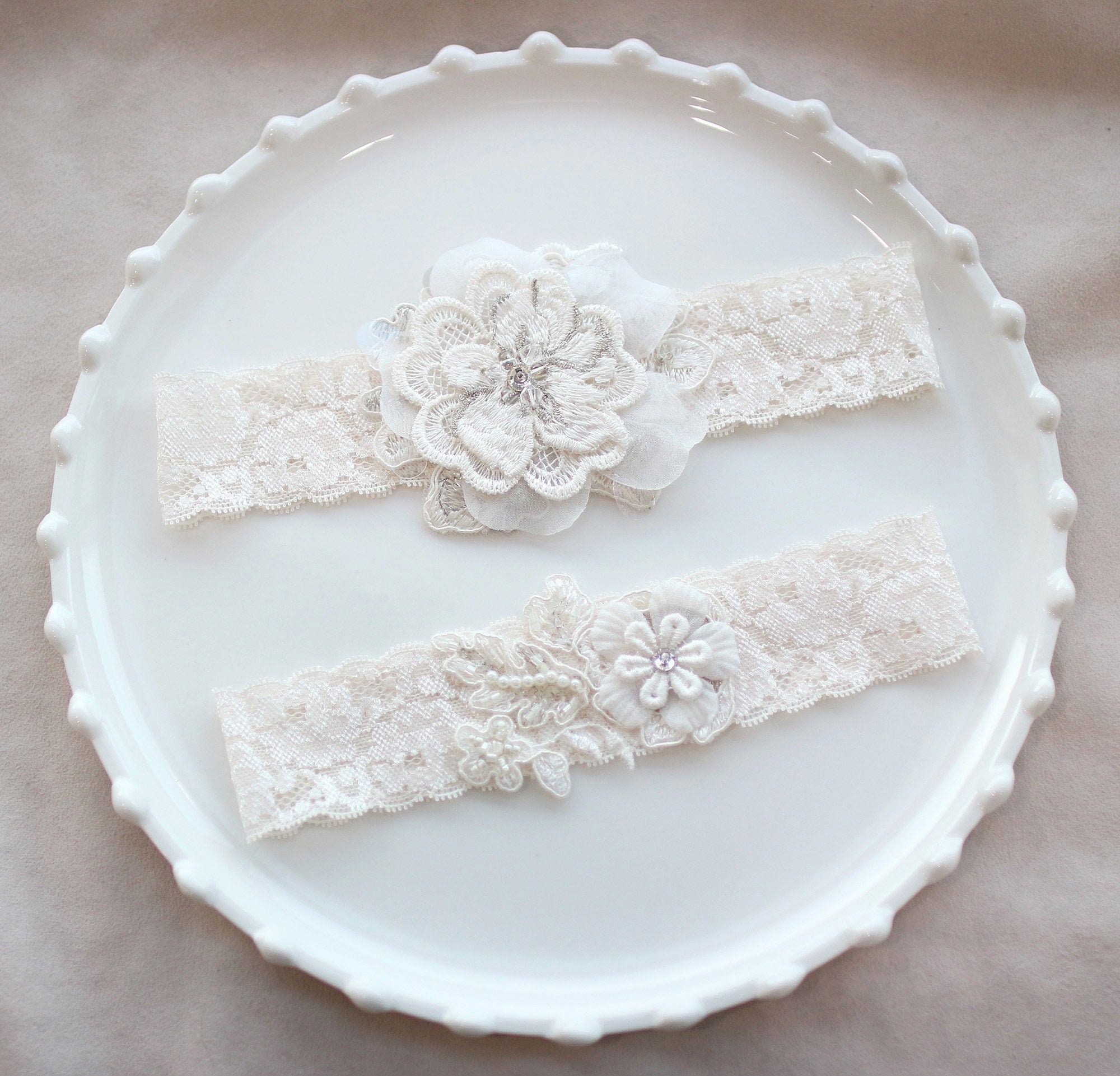 Ivory Lace Garter Set Bridal Garter Set Wedding Garter Set | Etsy