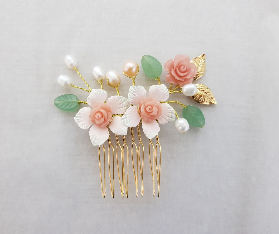 Rose Garden Hair Comb Prom Hair Accessory Bridal Hair Comb - Etsy