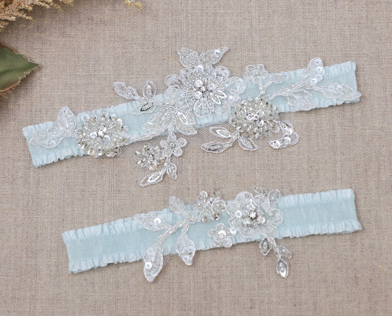 Silver Sequin Garter Set Wedding Garter Set Bridal Garter - Etsy