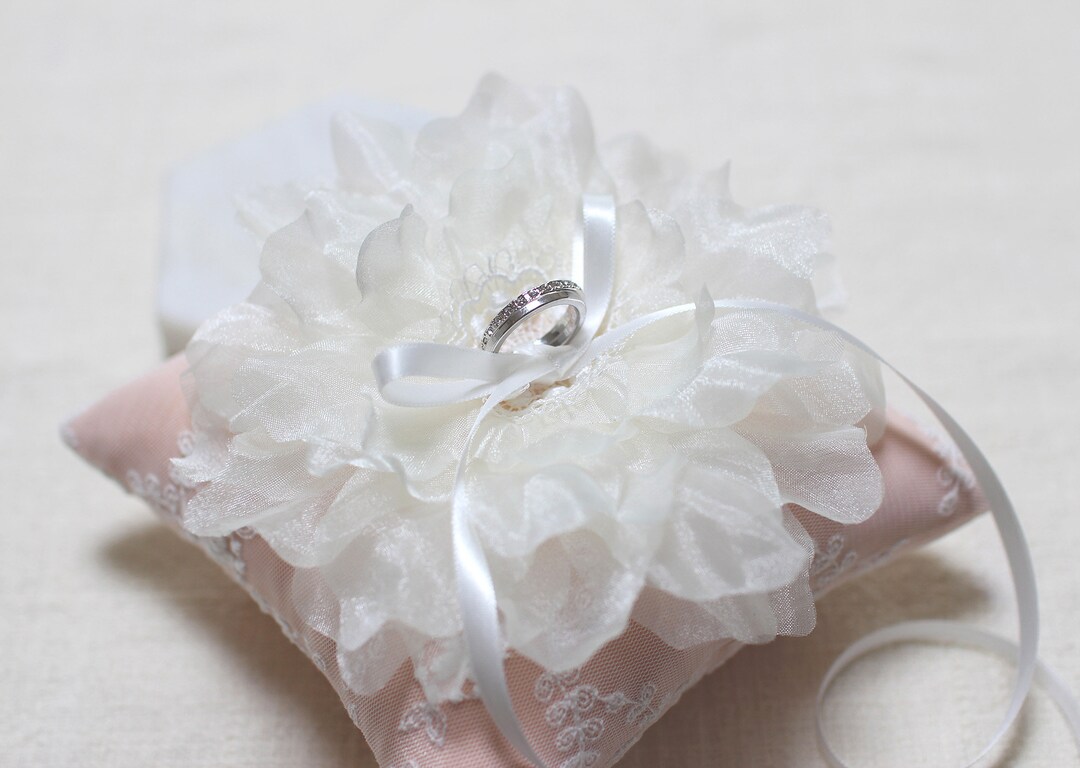 Organza Flower Lace Wedding Ring Bearer Pillow: Ring Cushion - Etsy