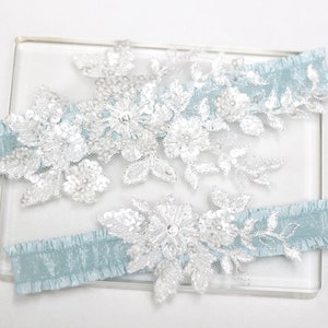 Sequin Lace Garter Set Blue Garter Set Bridal Garter Set - Etsy