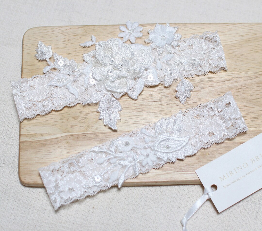 Ivory Lace Garter Set, Wedding Garter Set, Bridal Garter Set, Garter ...