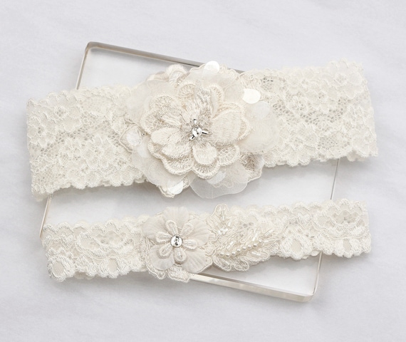 Ivory Lace Garter Set Wedding Garter Set Bridal Garter Set | Etsy