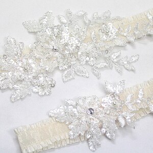 Sequin Lace Garter Set, Blue Garter Set, Bridal Garter Set, Garters for ...