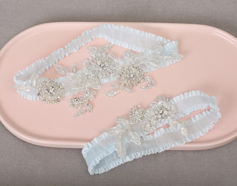 Silver Sequin Garter Set Wedding Garter Set Bridal Garter - Etsy