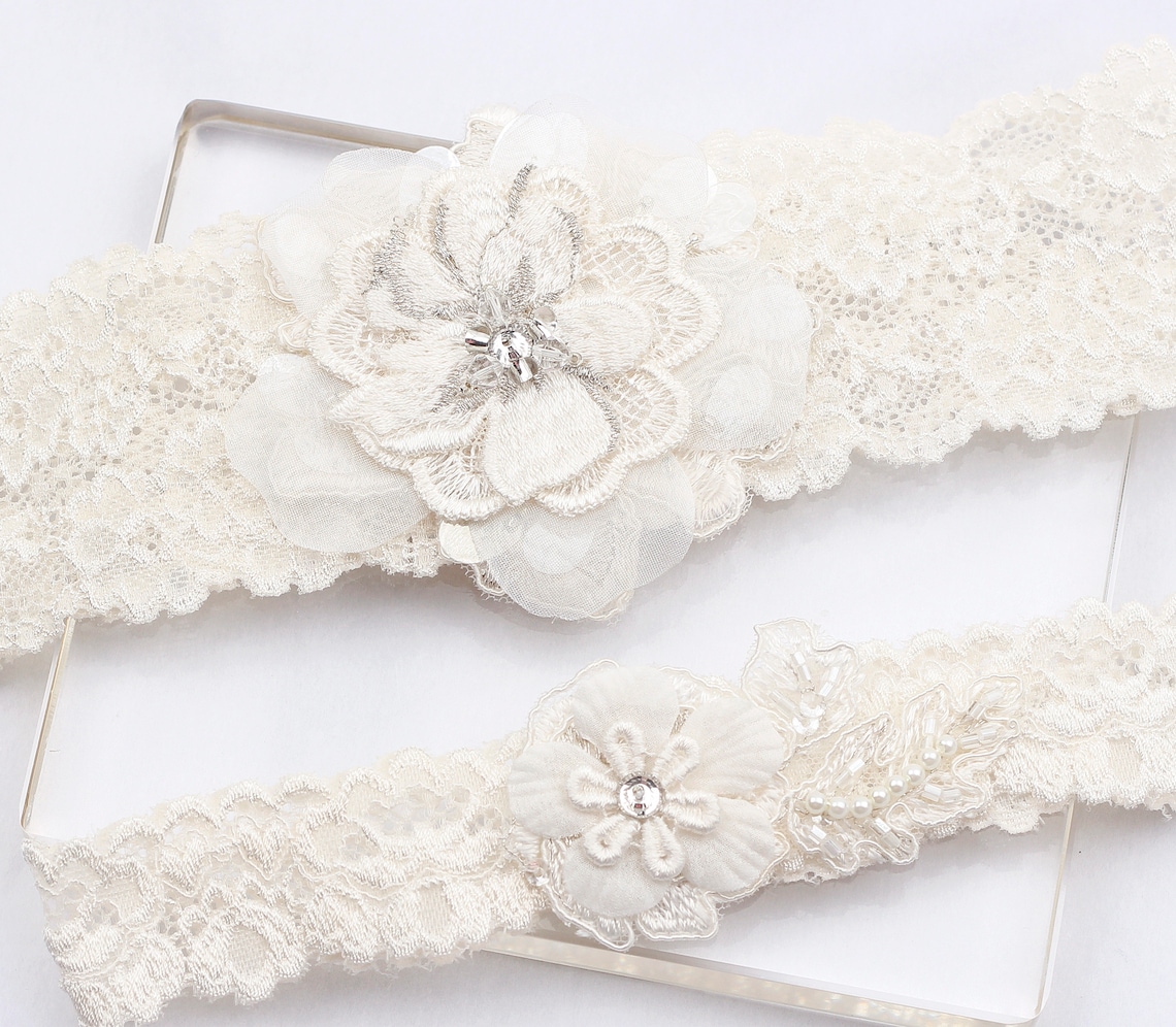 Ivory Lace Garter Set Wedding Garter Set Bridal Garter Set | Etsy