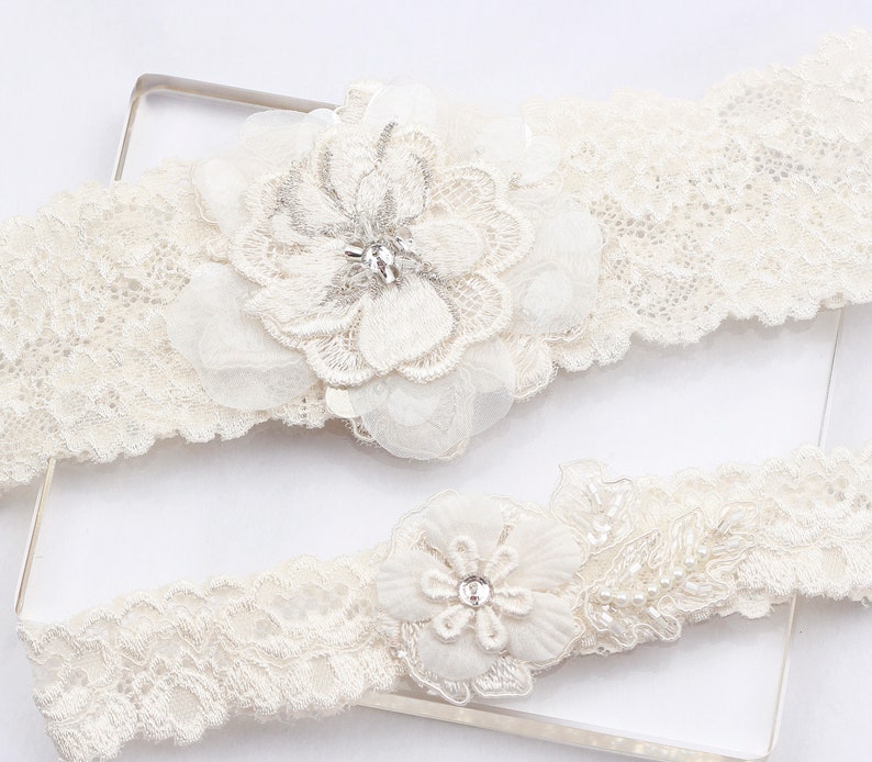 Ivory Lace Garter Set Wedding Garter Set Bridal Garter Set | Etsy