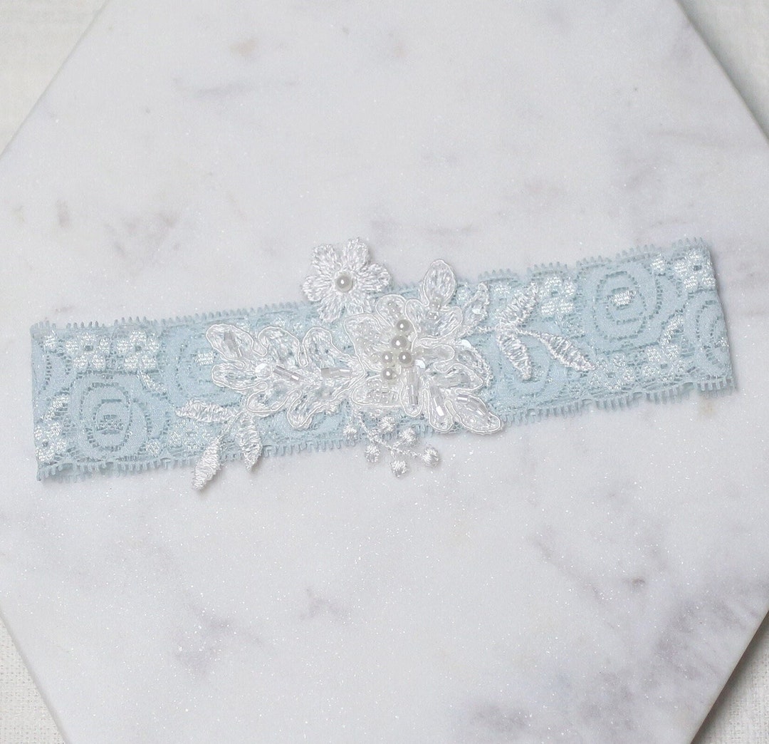 Blue Lace Garter, Bridal Garter, Throw Tiny Lace Garter, Bride Garter ...