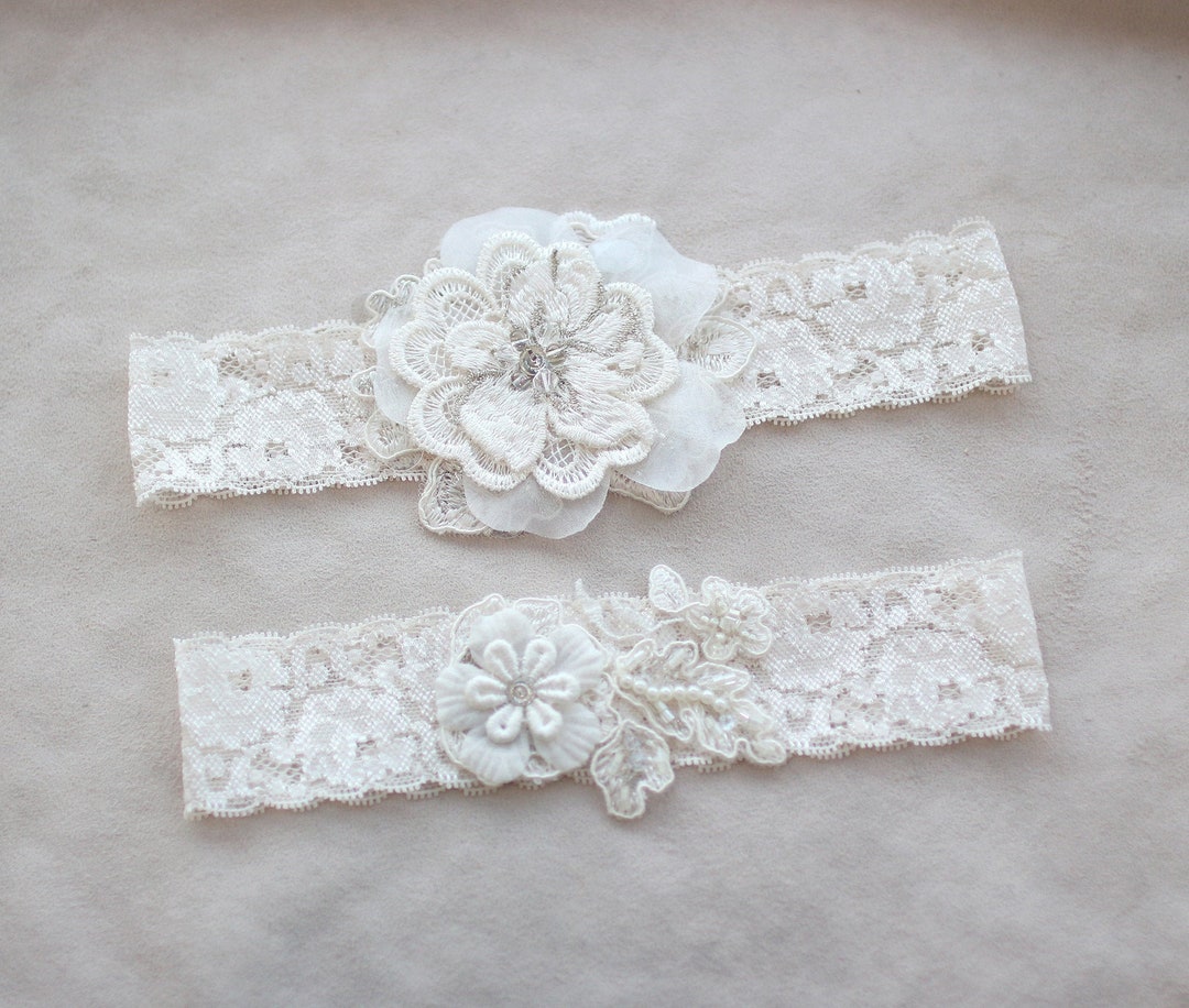 Ivory Lace Garter Set Bridal Garter Set Wedding Garter Set - Etsy