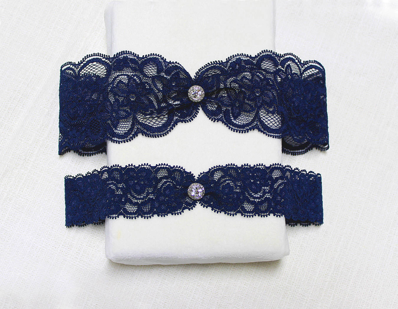 Navy Lace Garter Set Silver Crystal Charm Garter Set Wedding - Etsy