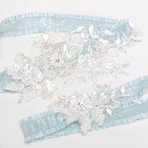 Sequin Lace Garter Set Blue Garter Set Bridal Garter Set - Etsy