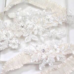 Sequin Lace Garter Set, Blue Garter Set, Bridal Garter Set, Garters for ...