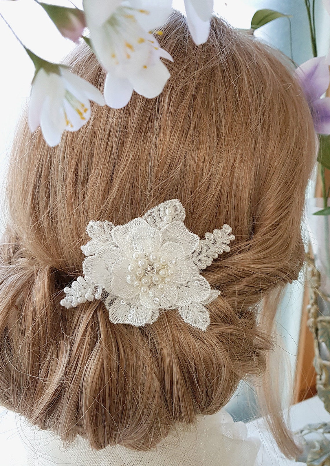 Lace Hair Comb Bridal Headpiece Lace Headpiece Flower Hair | Etsy