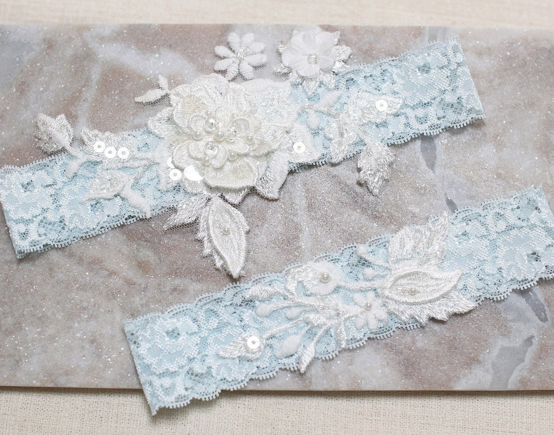 Bridal Blue Lace Garter Set, Wedding Garter Set, Bridal Garter Set ...