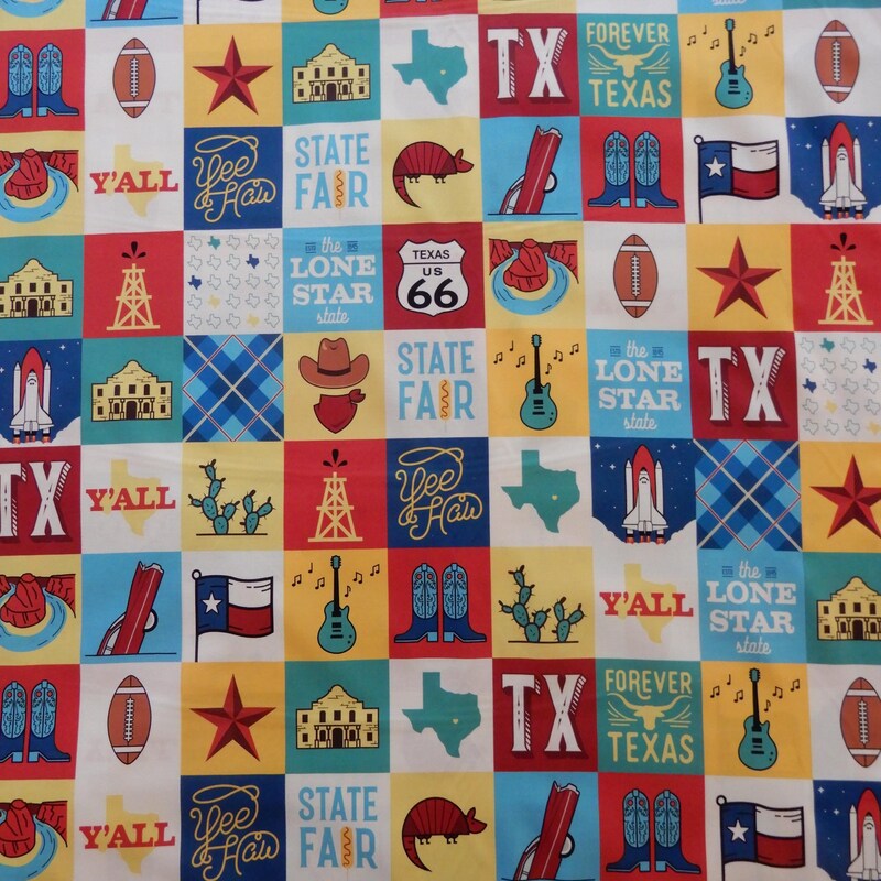 Texas Print Fabric - Etsy