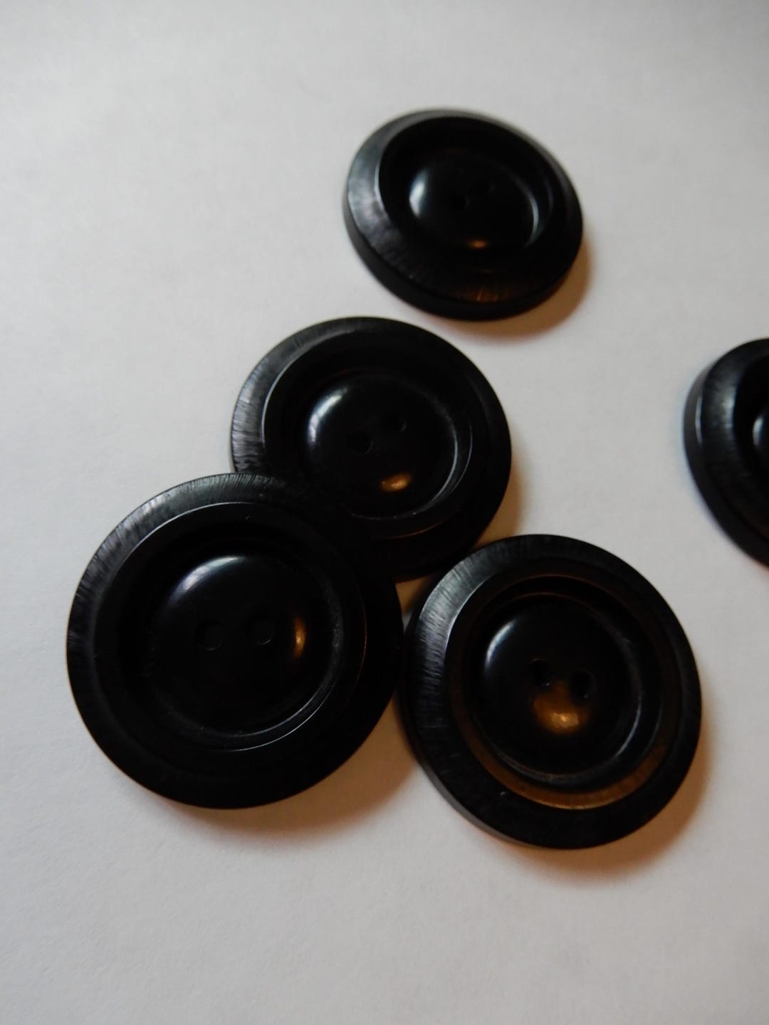 Black Coat Button Set, Lot of Five Buttons, Width 1 3/8", Sew Thru ...