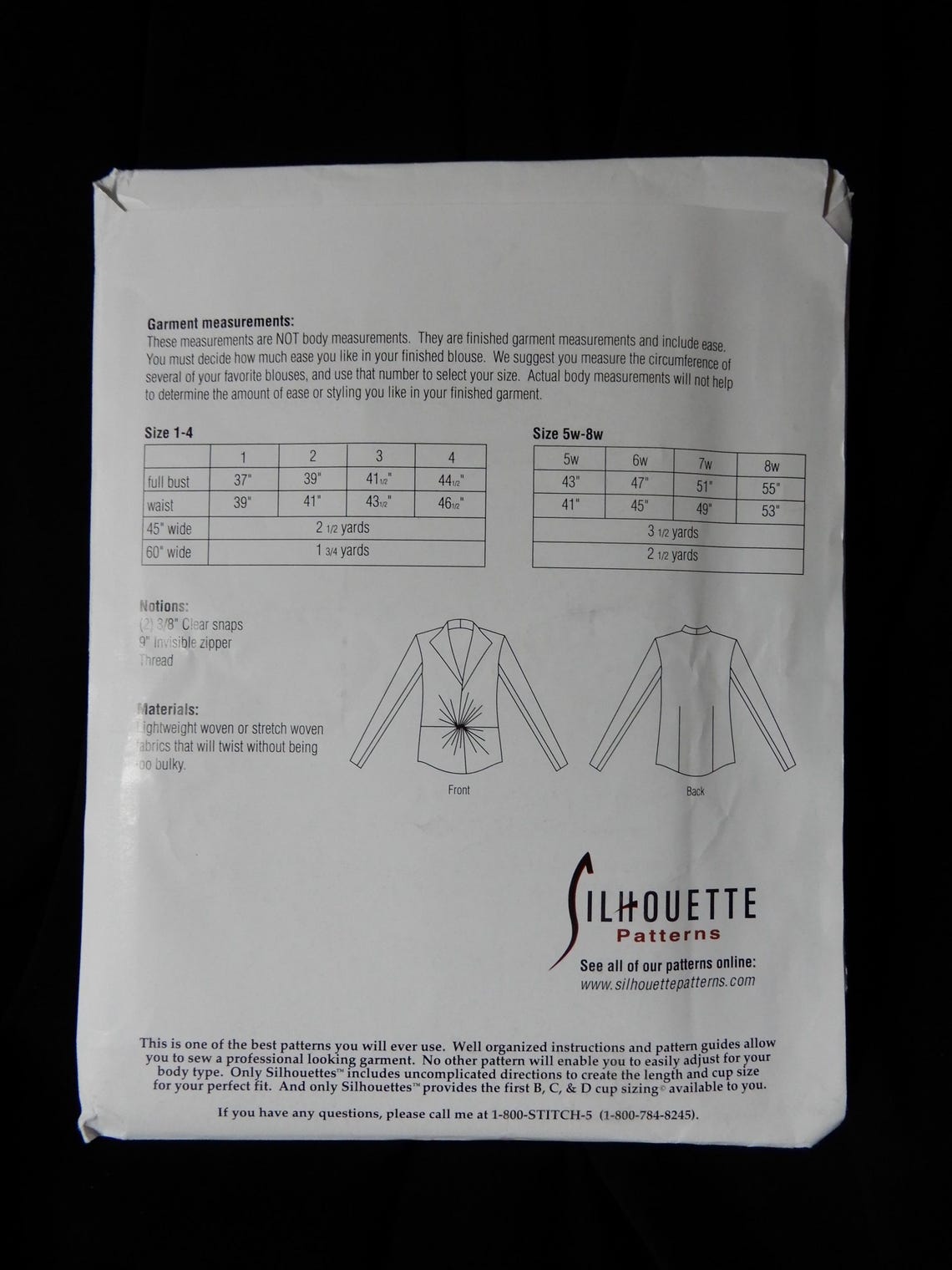 Silhouette 617, Marc's Twisted Blouse, Garment Bust 37" - 55", Sizes 1 ...