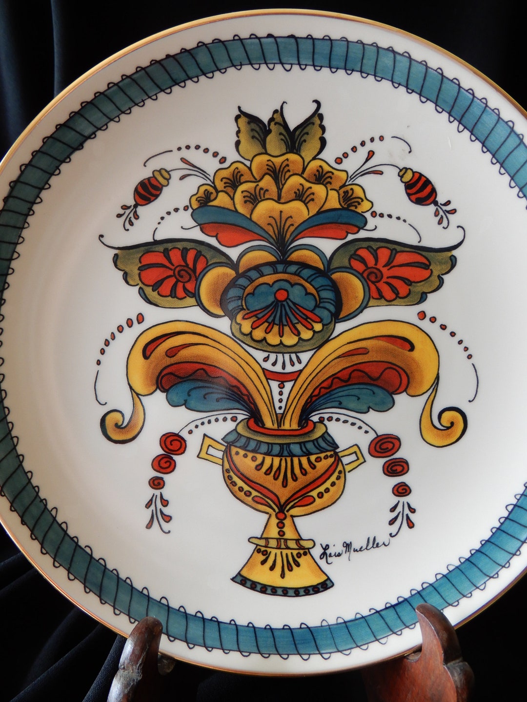 Dala Porcelain Plate by Lois Mueller, Gold Medalist Rosemaler ...