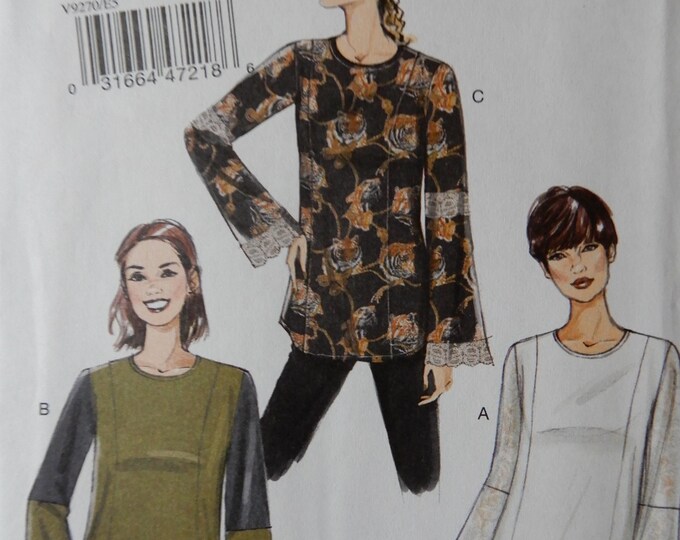 Size 14 to 22, Vogue 9270, Very Easy Tunic With Princess Seams, Belled ...
