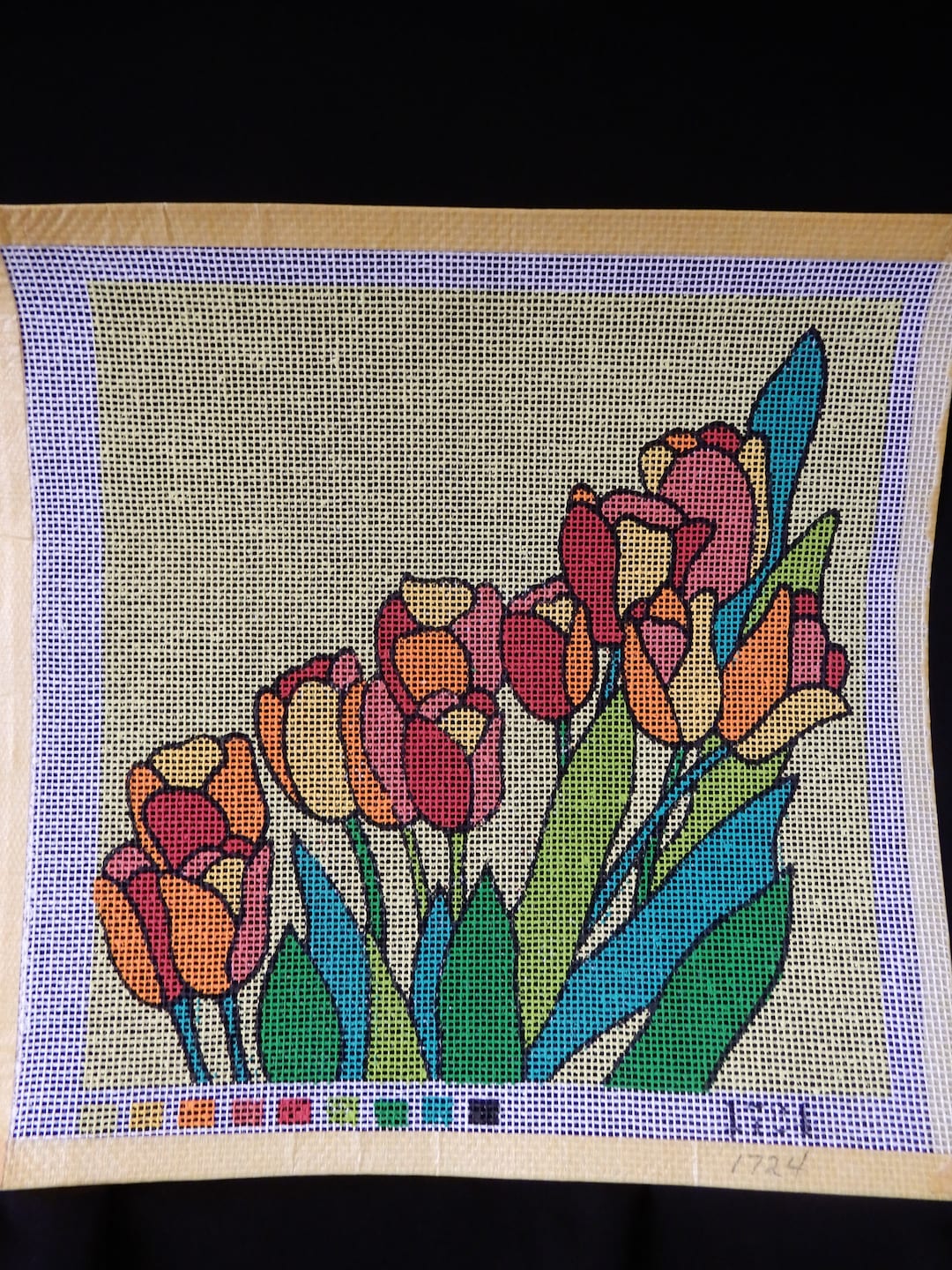 Tulips, Hand Painted Needlepoint Canvas, 13 Count Mono Canvas, Sunny ...