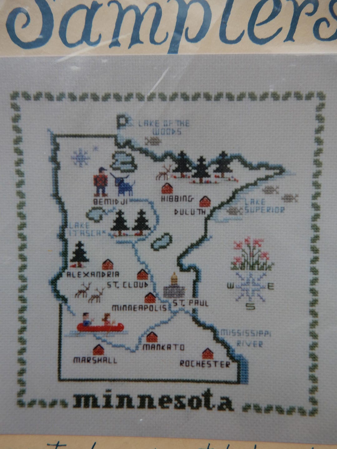 Minnesota, an Oberlin Samplers Counted Cross Stitch Pattern, 119 X 111 ...