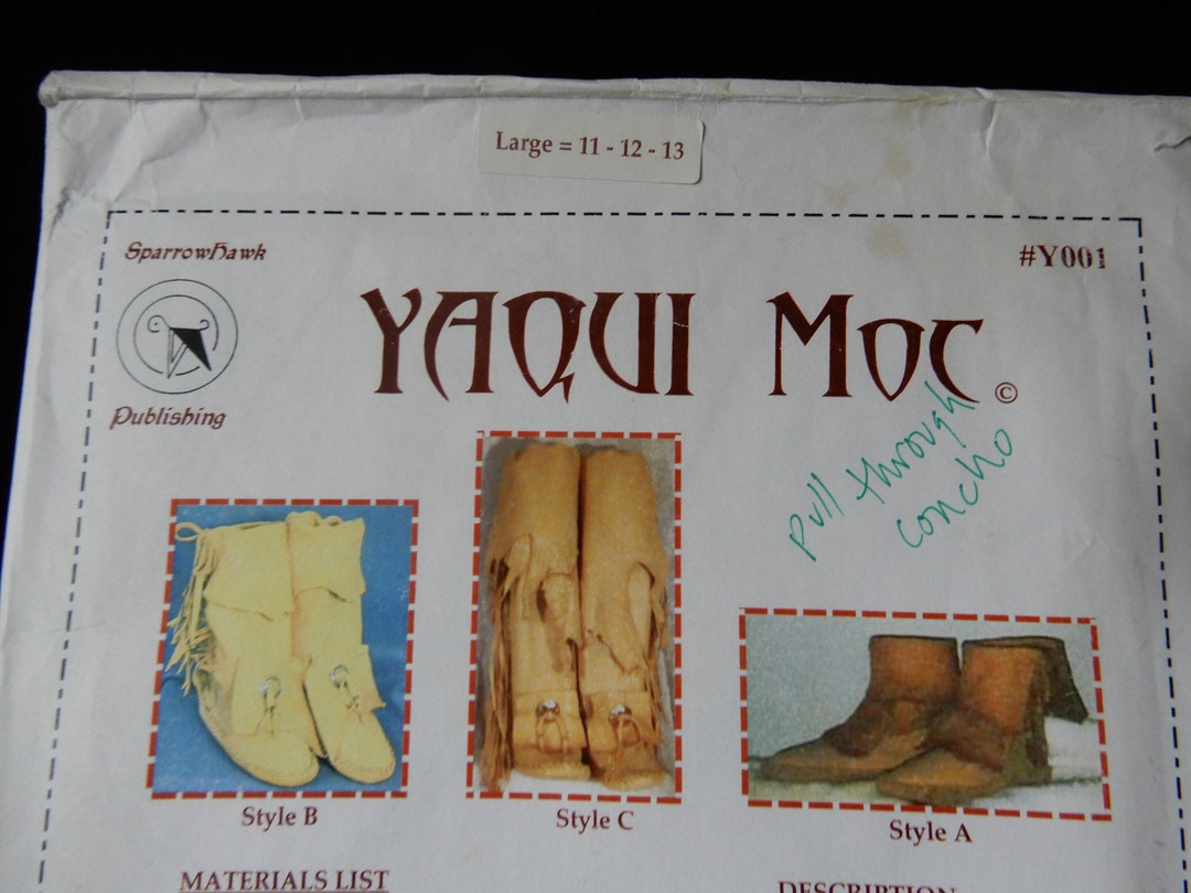 Yaqui Moc Moccasin Pattern, Size Large 11, 12, 13, Uncut, 1994 ...