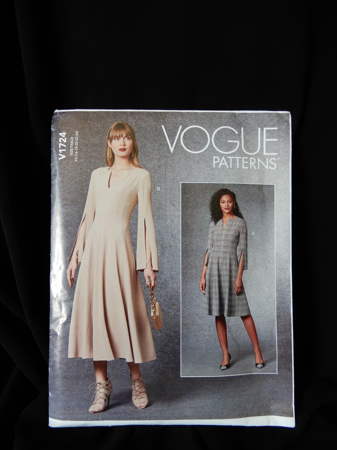 Size 16 to 24 Vogue 1724, Flared, Multiple Princess Seamed Dress in Two ...