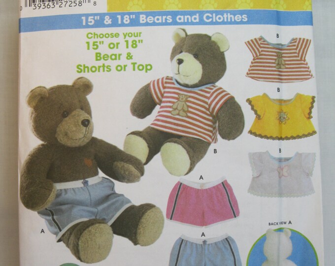 Sew a Bear Pattern, Simplicity 5278, 15 Inch or 18 Inch Stuffed Bear ...