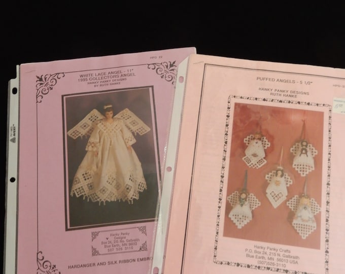 Angel Ornament Patterns for Hardanger and Silk Ribbon Embroidery, Five ...