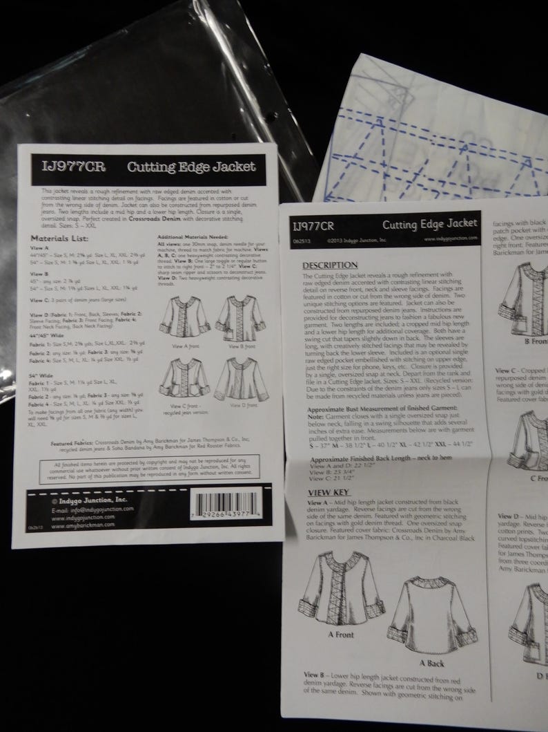 S to XXL Cutting Edge Jacket, Indygo Junction IJ977CR, Uncut FF, Raw ...