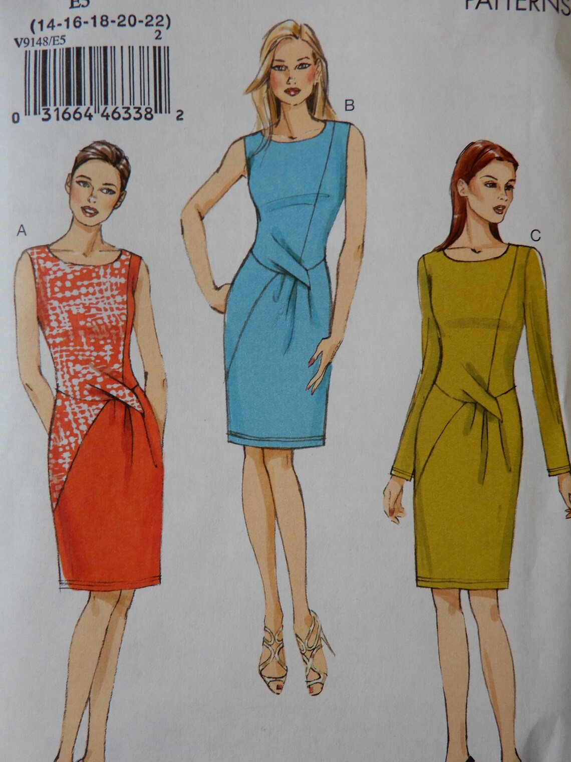 Size 14 - 22 Vogue 9148 HTF Dress From 2015, Unique Seaming, Front Tuck ...