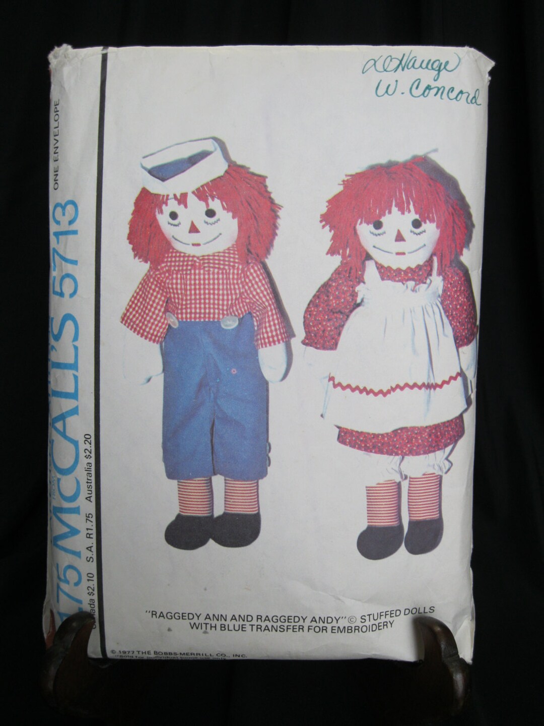 Four Sizes of Raggedy Ann and Andy Dolls, Sewing Pattern for 10, 15, 20 ...