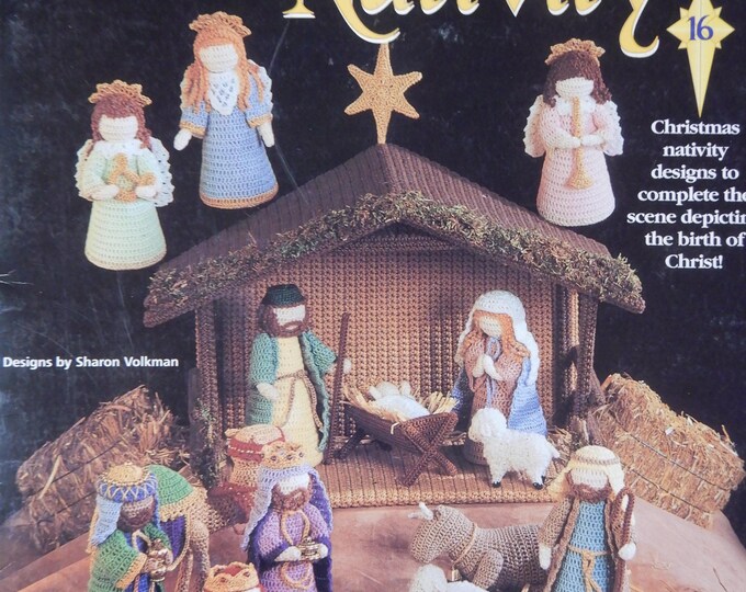 Crochet Heirloom Nativity, House of White Birches #101150, 16 Pieces ...