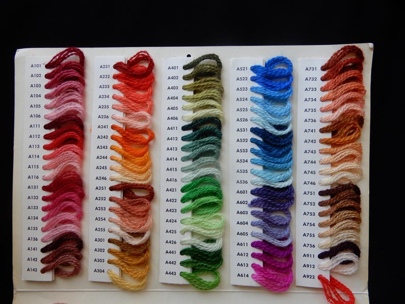 Elsa Williams Color Palette for 5 Strand Persian Yarn, Circa 1970's ...