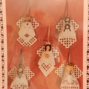 Angel Ornament Patterns for Hardanger and Silk Ribbon Embroidery, Five ...