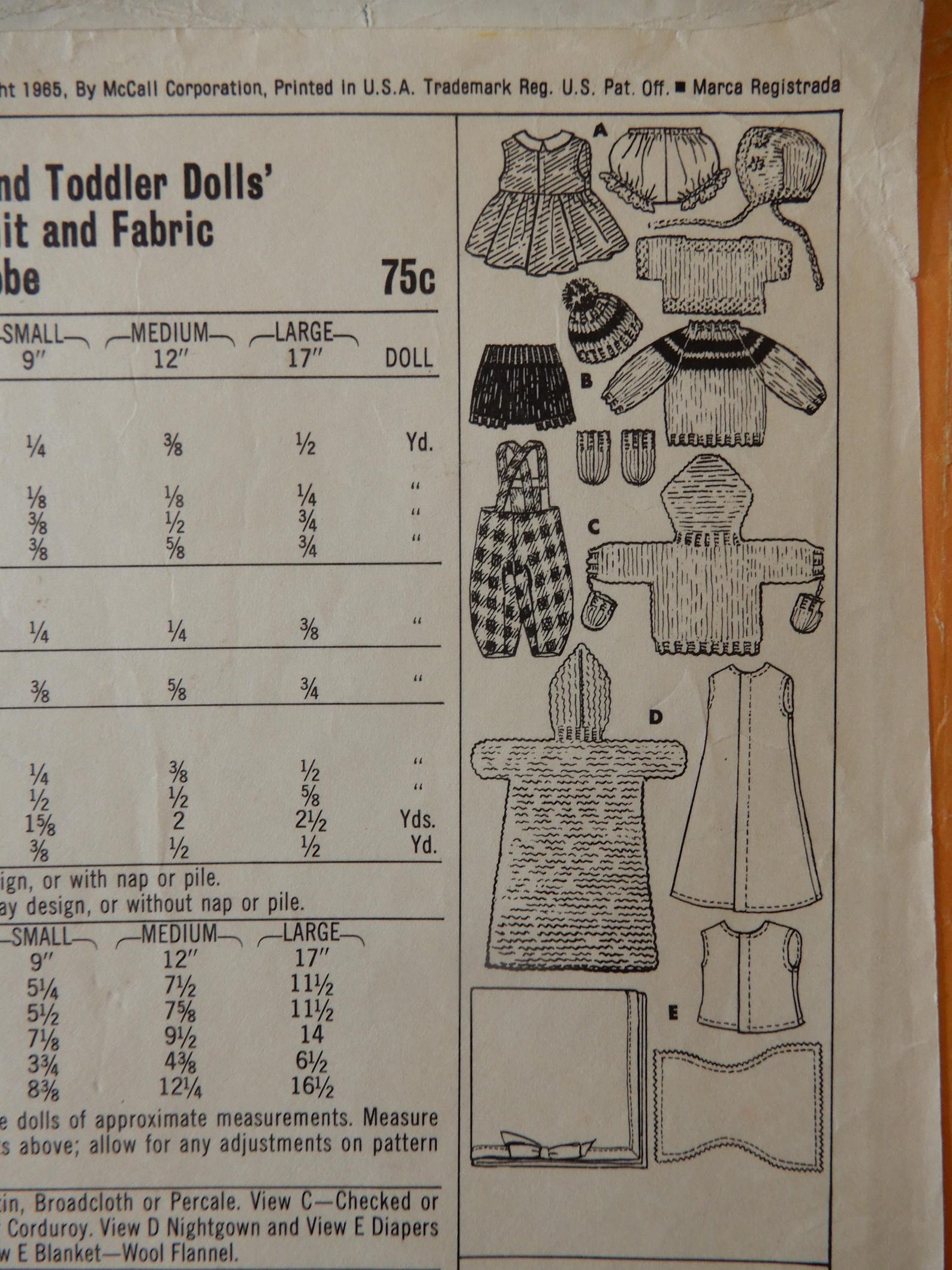 Knitting and Sewing Pattern for Dolls of 9", 12" and 17" Heights ...