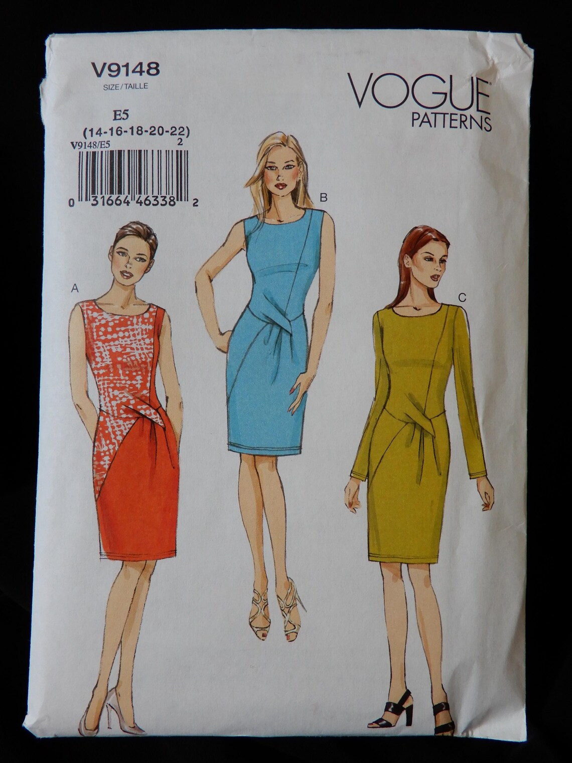 Size 14 - 22 Vogue 9148 HTF Dress From 2015, Unique Seaming, Front Tuck ...