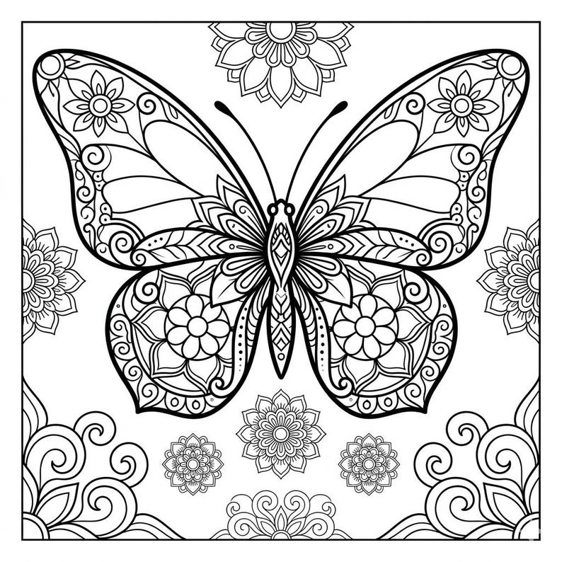 Butterfly Mandala Coloring, 25 Pages for Adults, Printable Relaxation ...